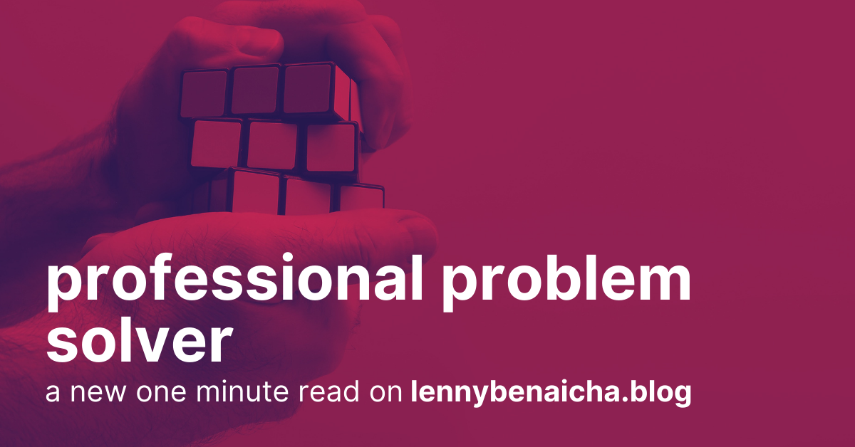 professional problem solver | a lenny benaïcha one minute read
